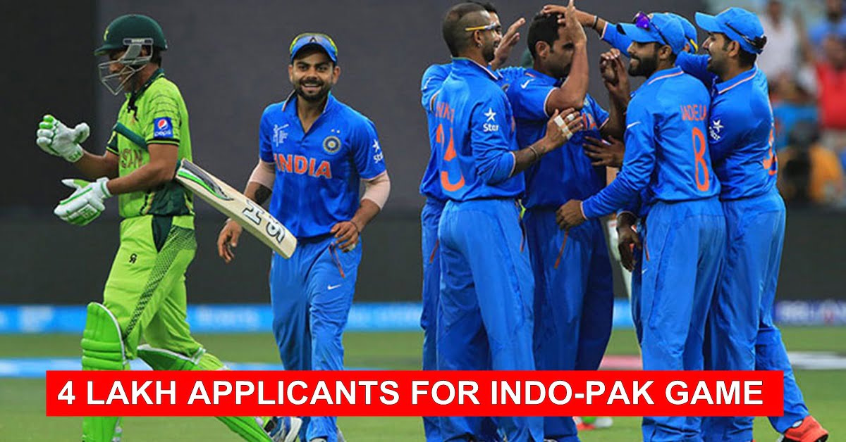 ICC Received 4 Lakh Applications For Indo-Pak World Cup Clash