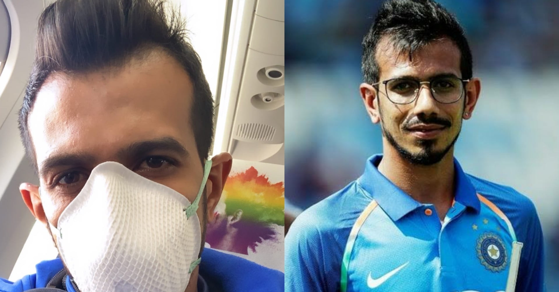 Chahal wears safety mask on flight to Dharamshala