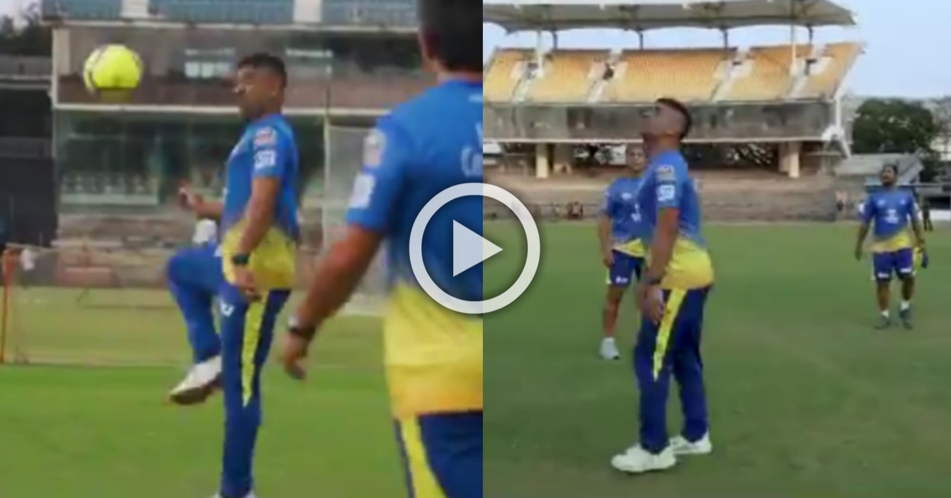 WATCH - MS Dhoni Enjoying Football Session With CSK Players