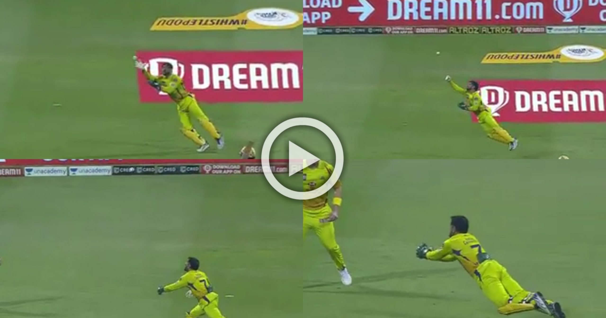 MS Dhoni Took A Flying Catch In The Last Over Of The Innings