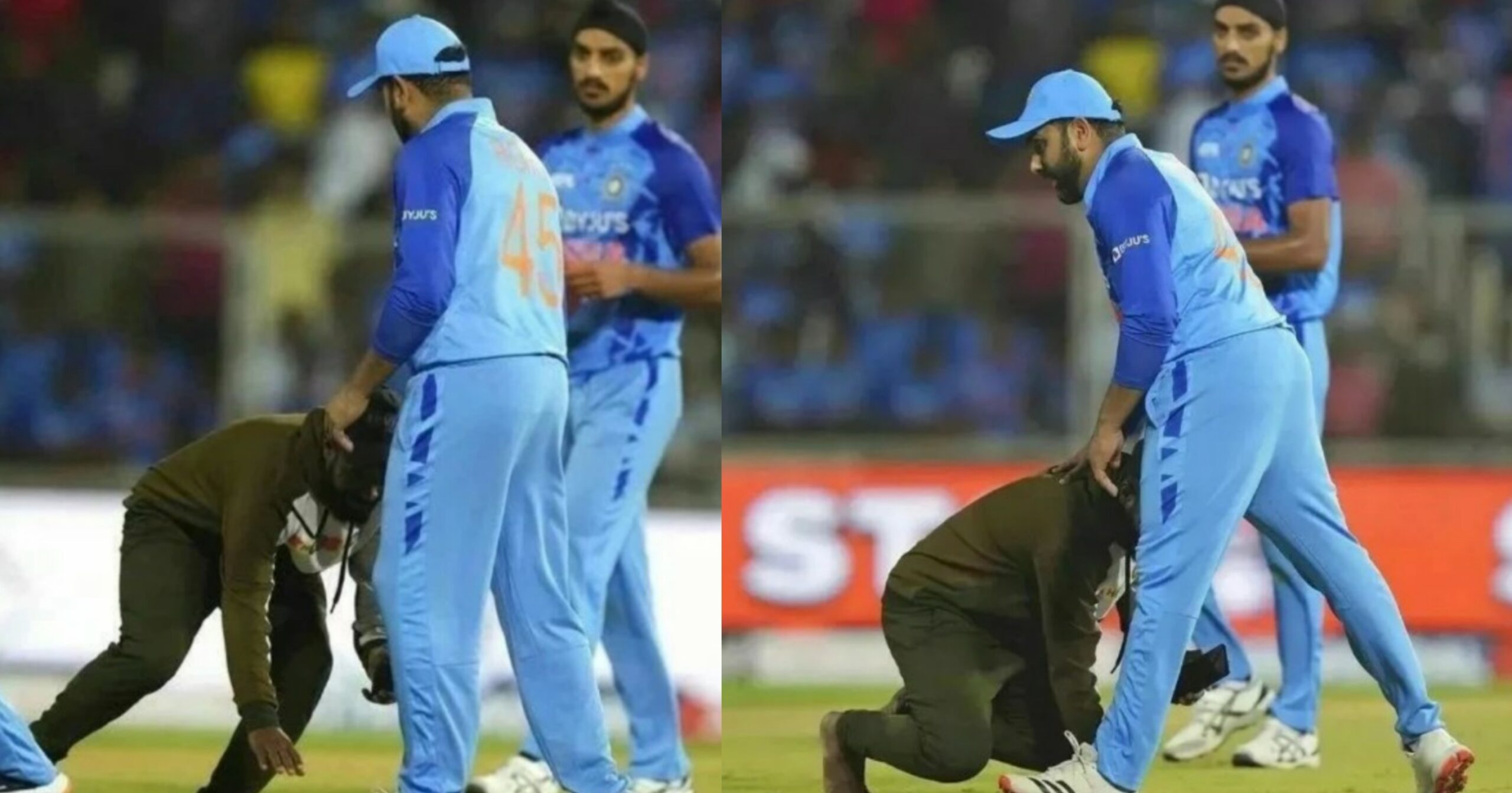 Fan breaches security, touches Rohit Sharma's feet during 1st T20I