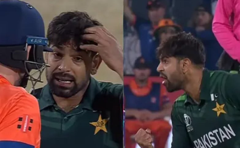 Haris Rauf And Paul van Meekeren Engage In Heated Banter During ...