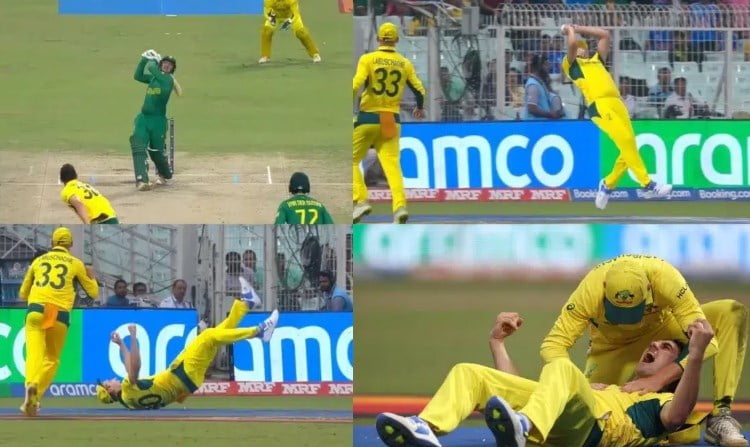 Pat Cummins Grabs A Blinder To Dismiss Quinton de Kock In CWC Semi-Final