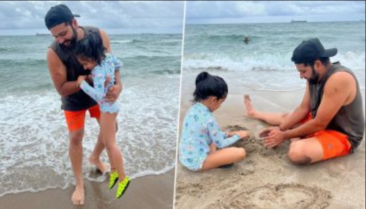 Rohit Sharma Enjoys A Beach Day Out With Daughter Samaira