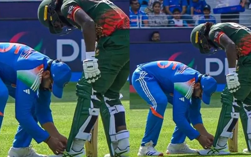 Rohit Sharma’s Heartwarming Gesture: Ties Jaker Ali’s Shoe Laces During ...