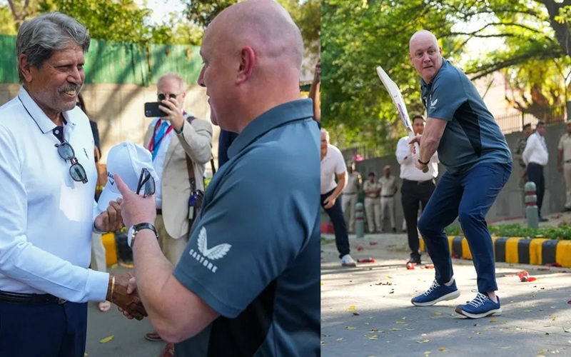 New Zealand PM Christopher Luxon Joins Kapil Dev For A Street Cricket ...