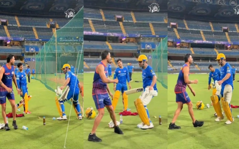 MS Dhoni Playfully Chases Deepak Chahar with Bat Ahead of MI Clash at ...