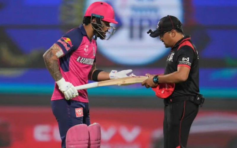 Riyan Parag’s Bat Under Scrutiny: Umpires Halt Play for Gauge Test in ...