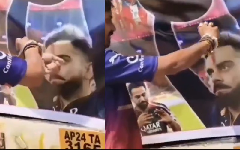 Virat Kohli Fan Applies Blood Tilak On Poster After RCB Won IPL 2025