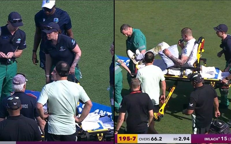 Blair Tickner Stretchered Off After Shoulder Injury In Second Test vs ...