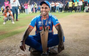 Suryakumar Yadav Holds Official T20 World Cup Trophy Photo Op At Adalaj ...